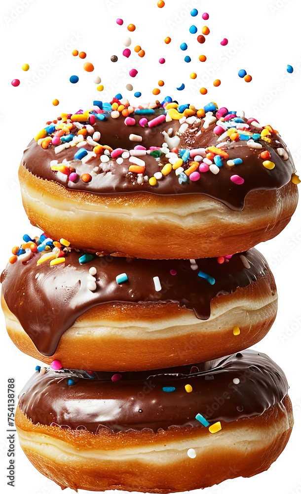 Stack tower of donut chocolate doughnut sprinkles topping frosting ...