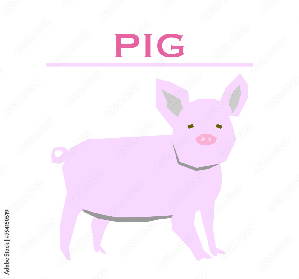 polygon pink color pig icon outline isolated on transparent background ...