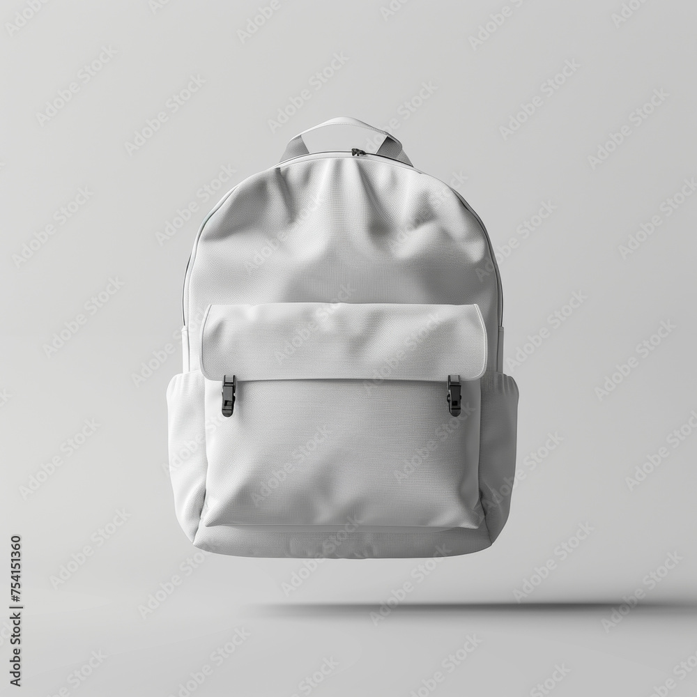 a blank white mock up backpack floating in the air isolated on white ...