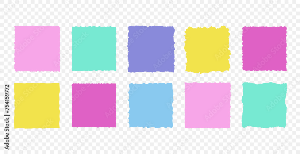 Set of jagged square paper piece backgrounds. Grunge header shapes ...