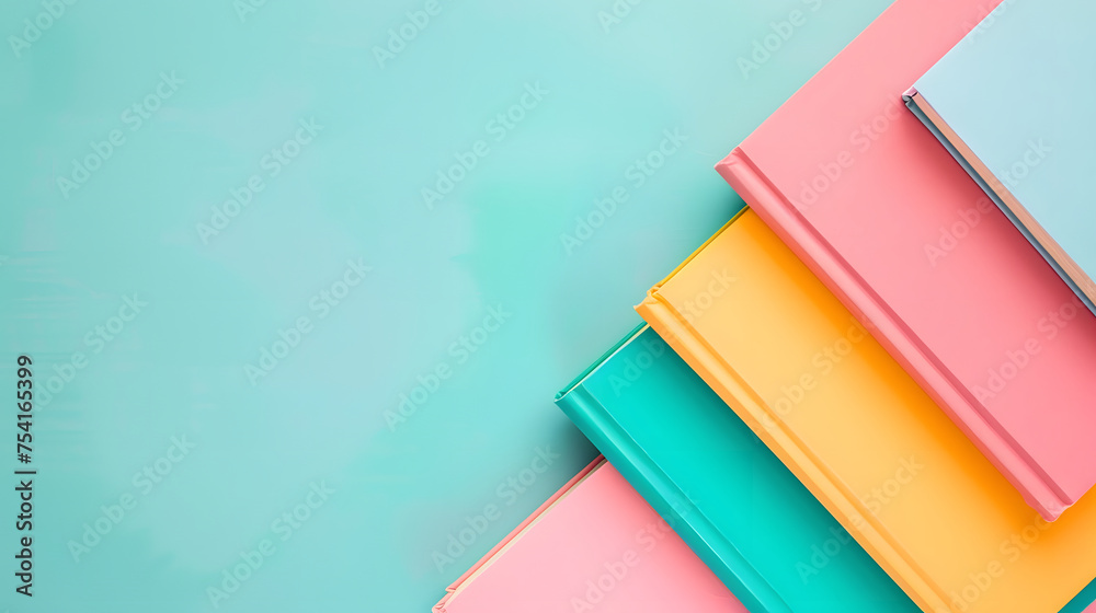 stack of colorful books, book day poster background with copy space ...