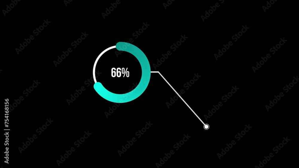 66 percent Call out Pie Chart Animation. Sixty Four percent Glowing ...