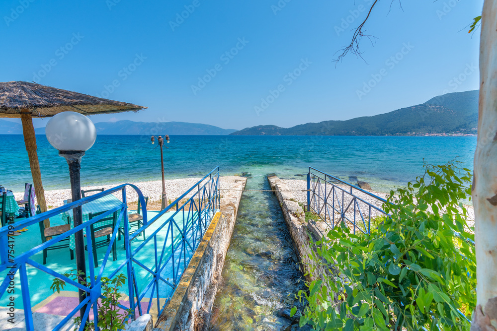 Water wheel path. The waters from the lake flow into the sea in ...