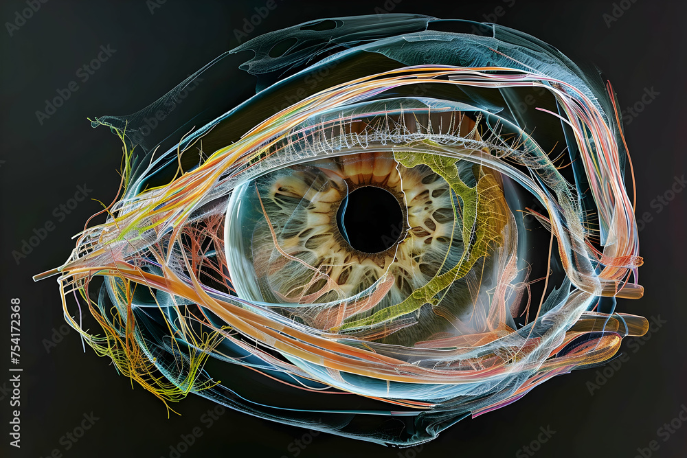 3d realistic MRI scan of the human eye from a frontal perspective ...