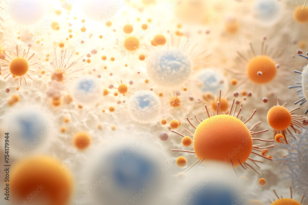 AI generated 3D illustration of SARS-CoV-2 virus cells in infected ...