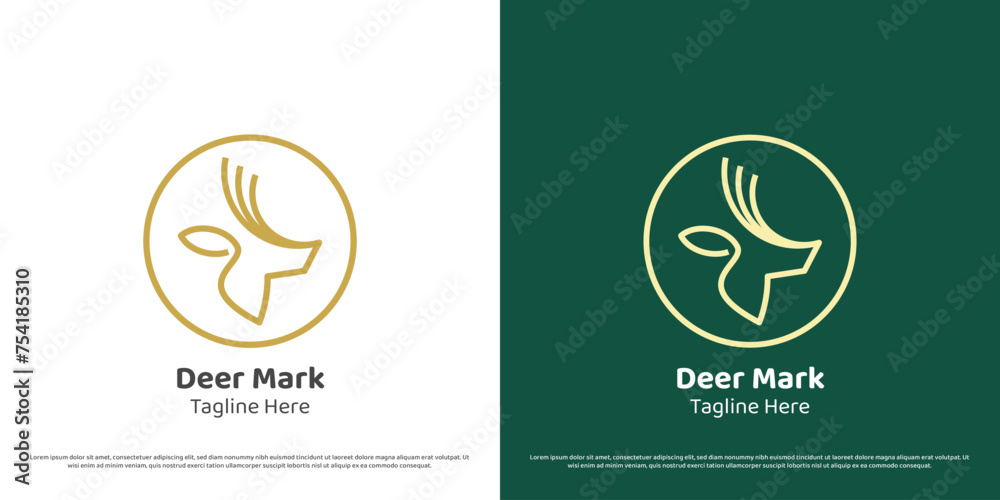 Deer head logo design illustration. Linear silhouette animal head ...