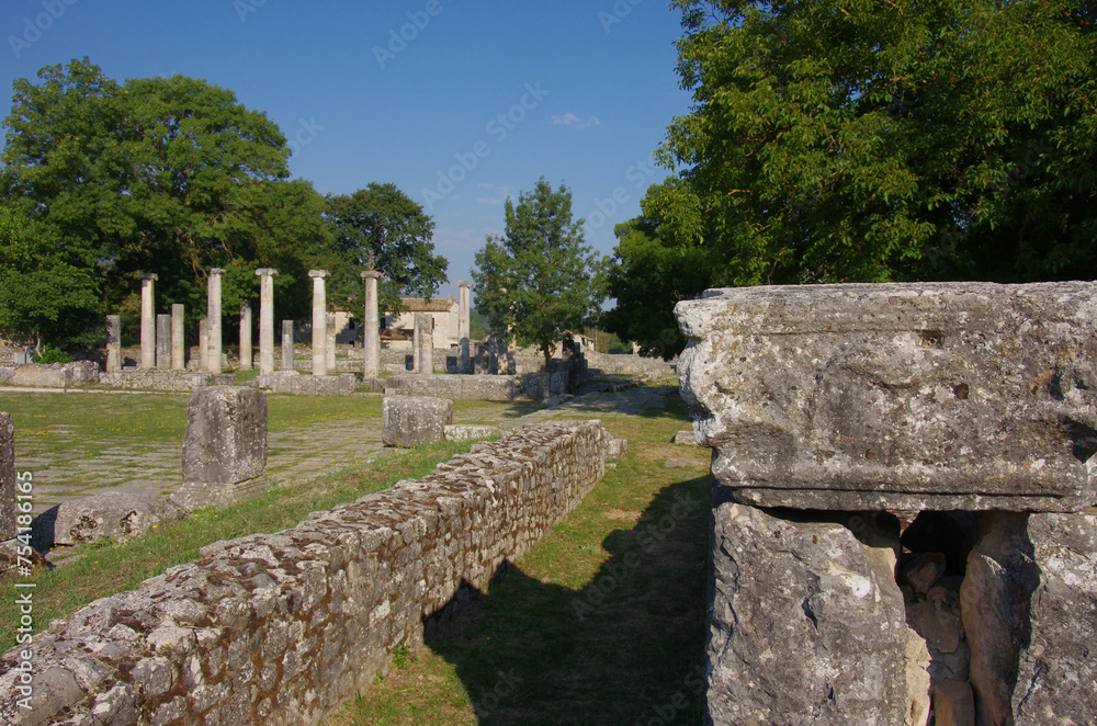 Archaeological site of Altilia: In the foreground megalithic stones and ...