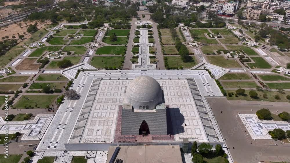 Aerial drone footage of Mazar-e-Quaid also known as tomb of Quaid-e ...