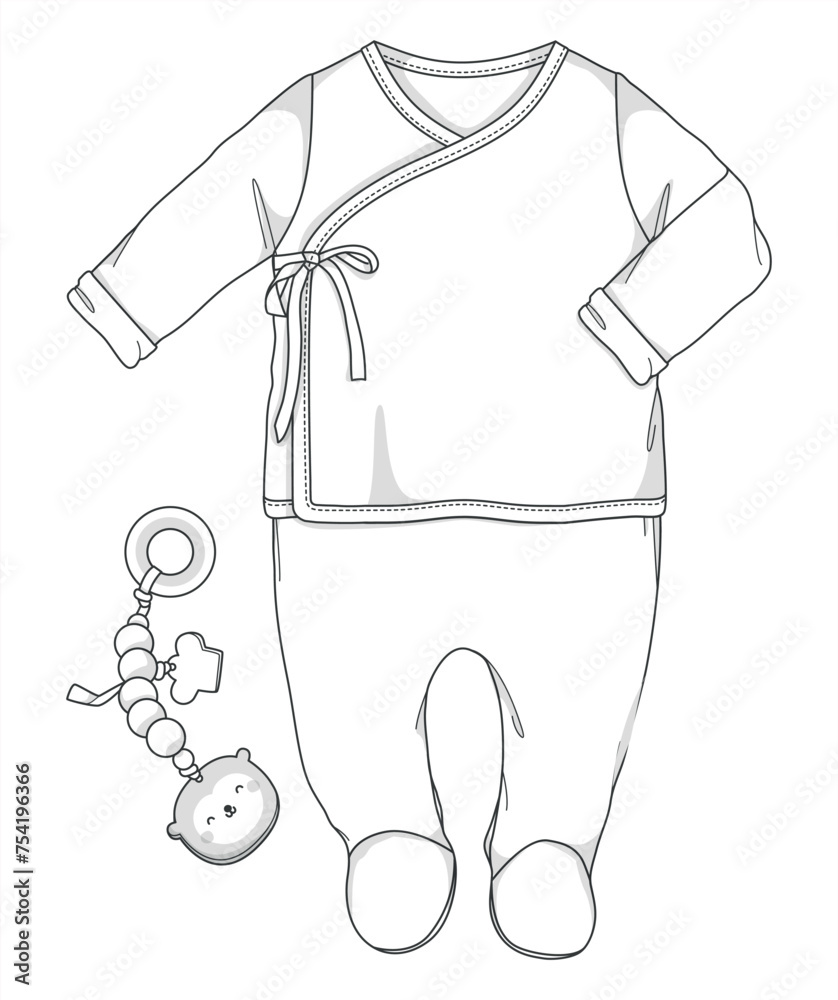 Adorable Designs for Newborns, Vector Illustrations of Baby Clothes ...