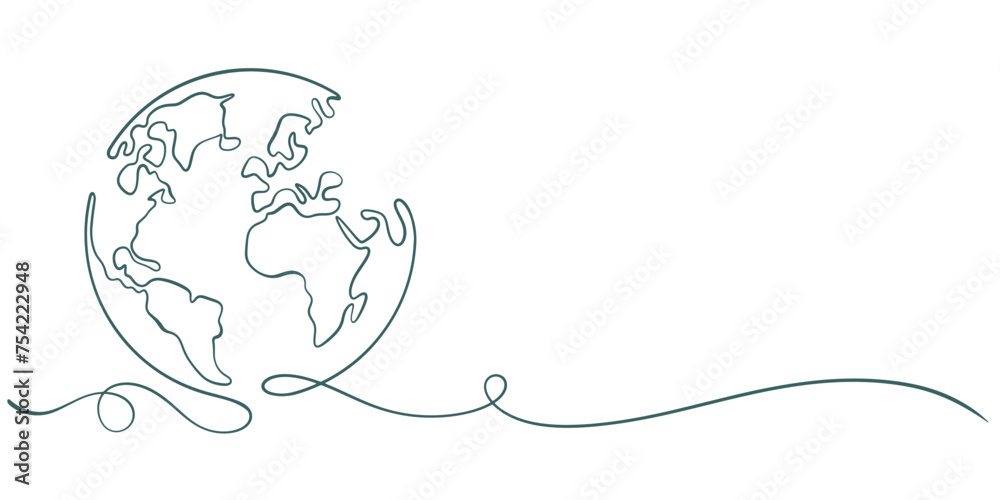 Vetor de Earth line art vector illustration. One line Simple modern ...