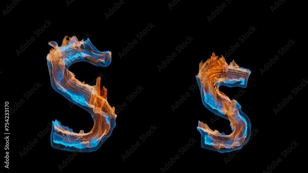Vidéo Stock 3D letter S appears by fire. Flame, covering the letter ...