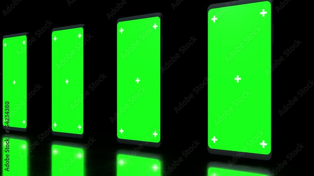 Smartphone with green screen isolated on white background. 4K animation ...