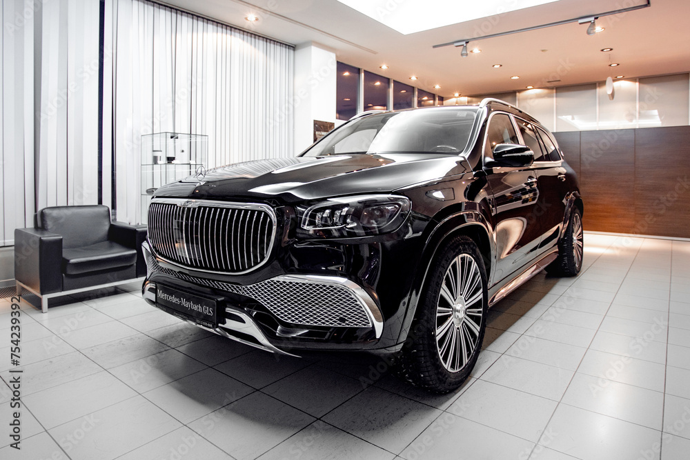 car with background Mercedes Maybach GLS detail logo luxury Stock Photo ...