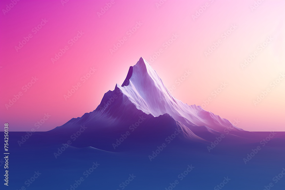 Minimalist background featuring a majestic single mountain peak amidst ...
