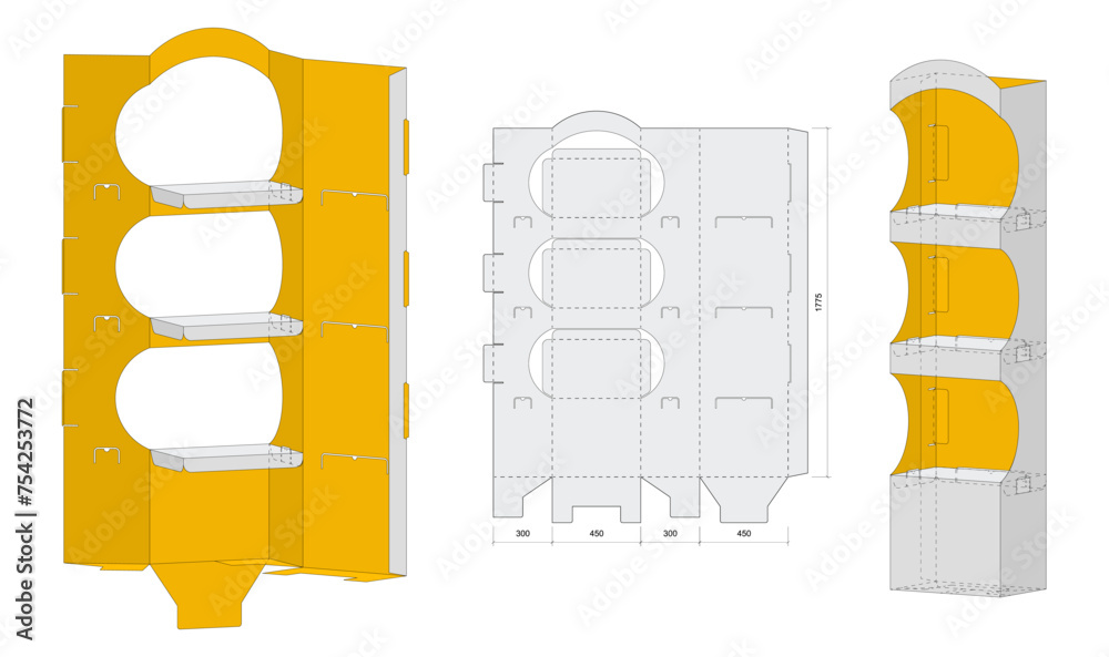 Supermarket Shelves.Modules made from Corrugated Cardboard. Box for ...