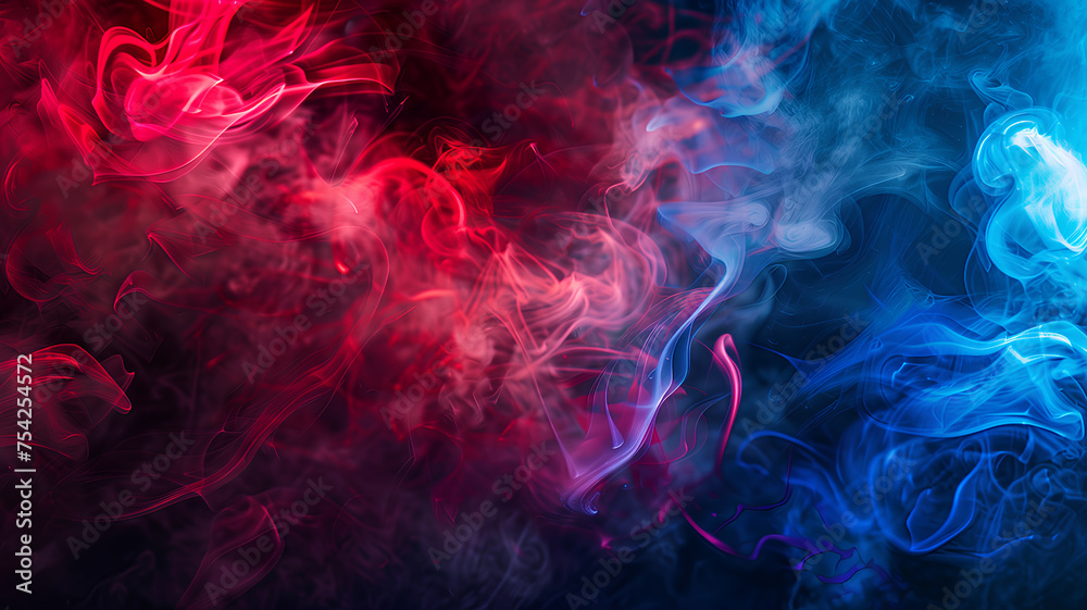 Abstract Blue and Red Smoke on a Black Background. Abstract image ...
