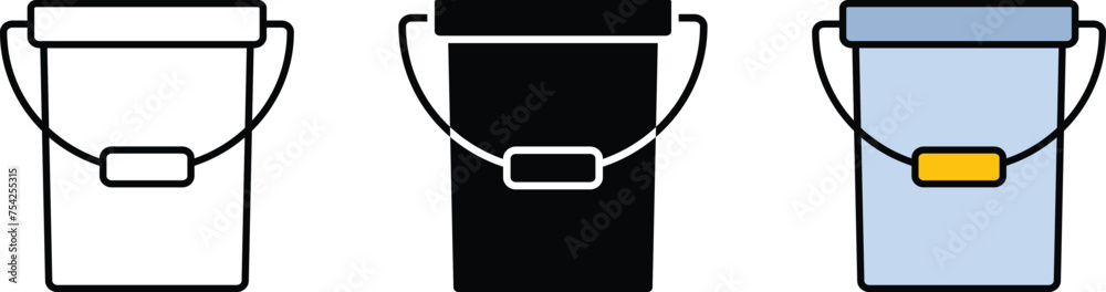 AquaBin Water Tub icon, Symbol in lined, isolated and colored style ...