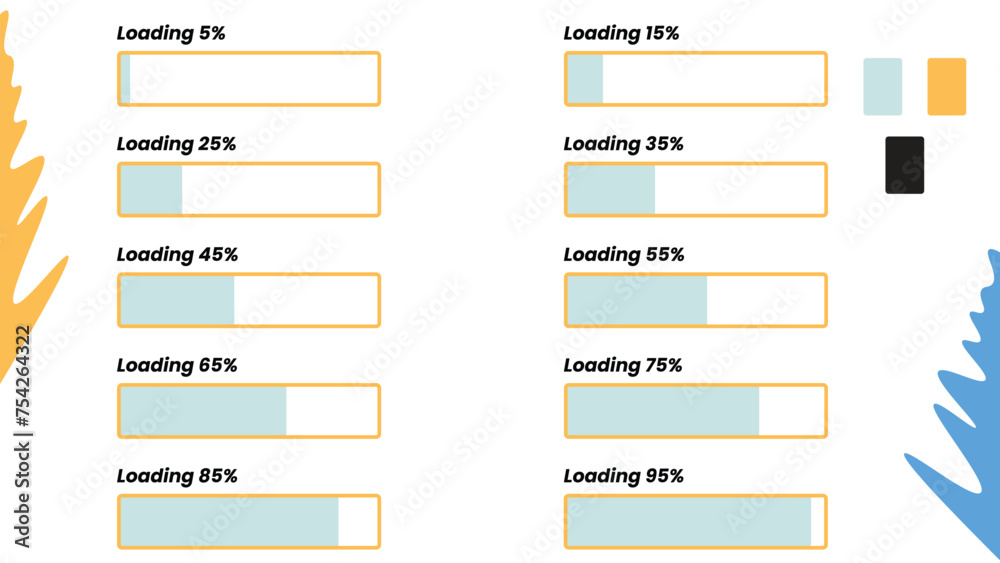 Colorful progress bar vector illustration, percentage loading on a ...