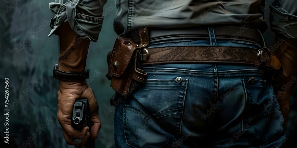 Professional Photo of Man with Firearm Holstered at Waistline: Copy ...