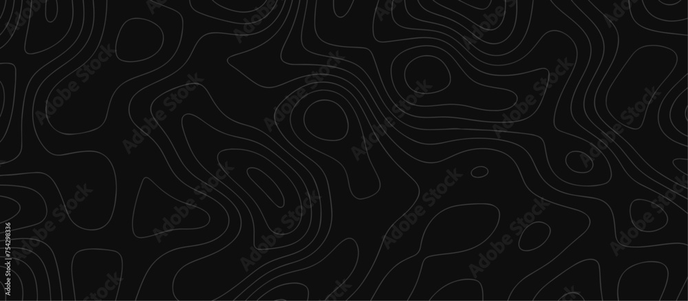 Abstract outline topographic contour map background. Dark texture ...