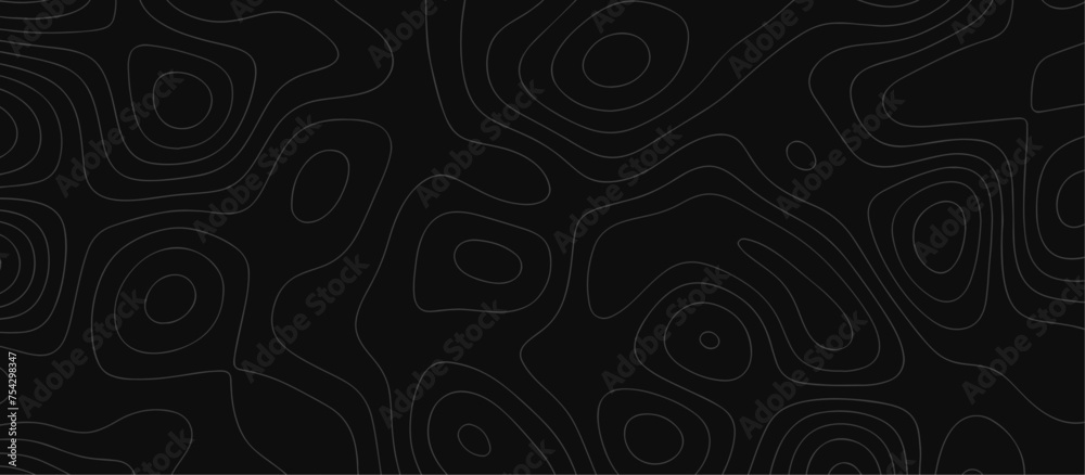 Abstract outline topographic contour map background. Dark texture ...
