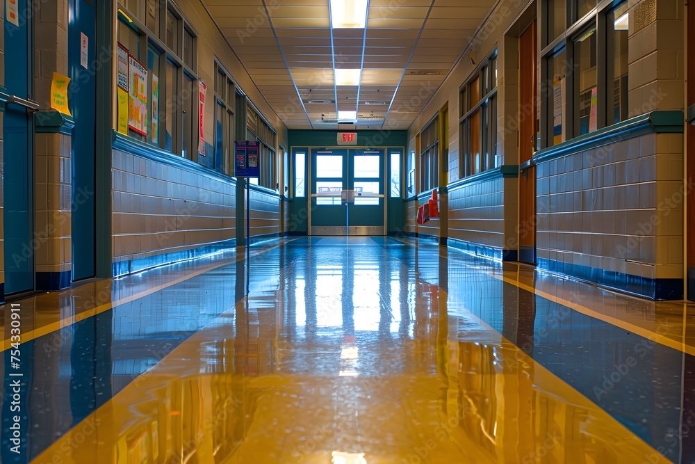 Stylish School Hallways Sparkling Water Reflections and Washington ...