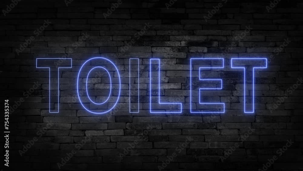 Аnimation neon sign WC, Toilet, Restroom on black background in looped ...