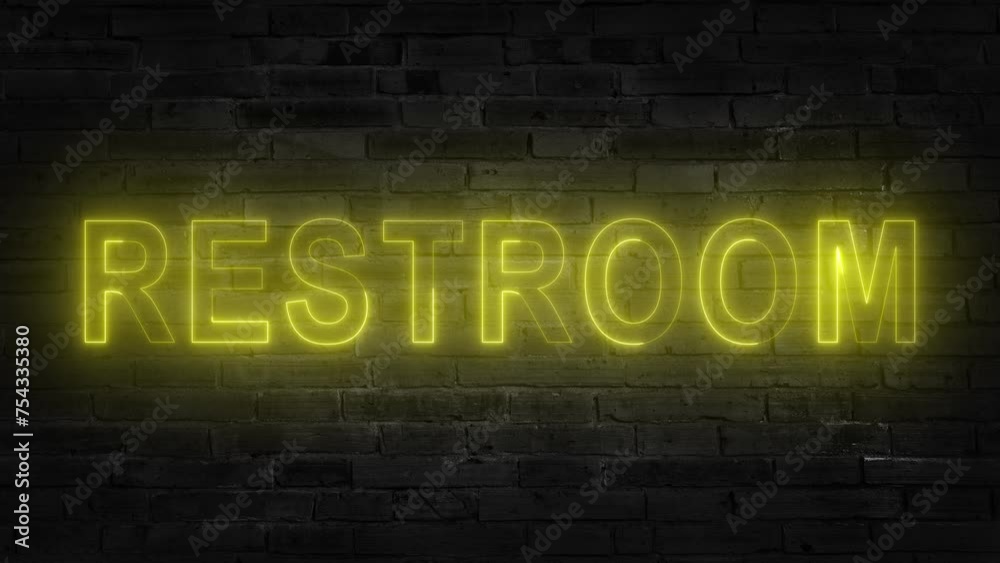 Аnimation neon sign WC, Toilet, Restroom on black background in looped ...