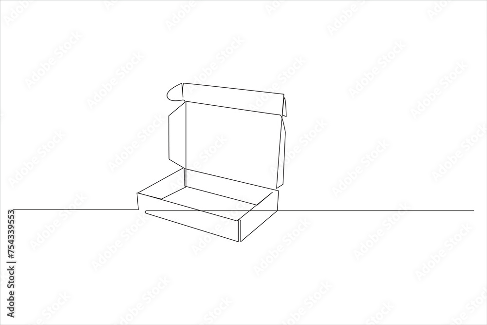 cardboard box in Continuous one line drawing. Vector illustration ...