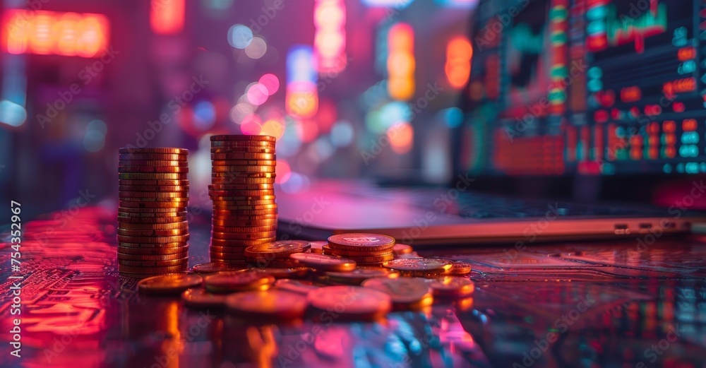 cyberpunk bounty hunter being Awarded gold gold coins on desk cyberpunk ...
