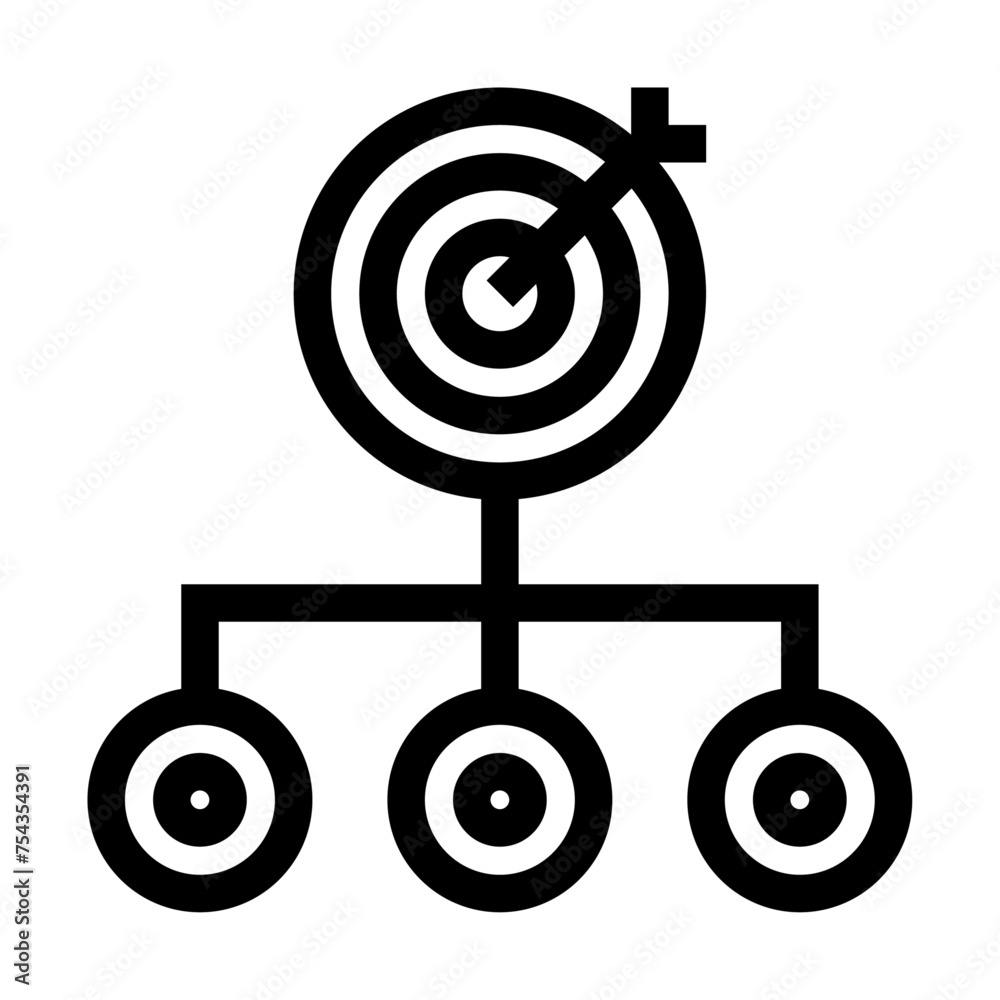 Icono de objetivos. Estrategia de éxito, clasificación, metas, logros ...