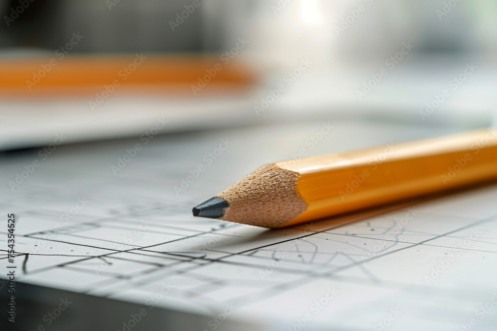 A macro photograph of a pencil sketching out wireframes on a tablet ...