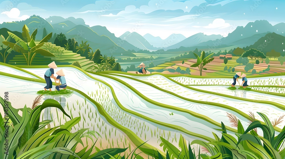 Thailand. Rice terraces agricultural sceneries. Rice fields with asian ...