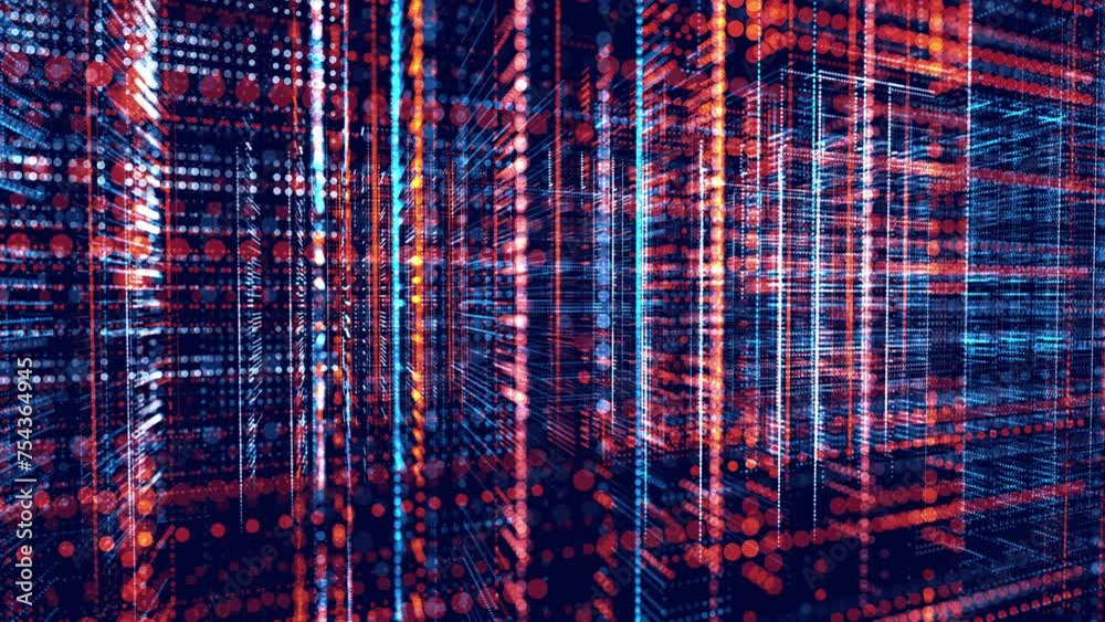 vj loop abstract sci-fi bg glow particles form lines. Hi-tech info ...