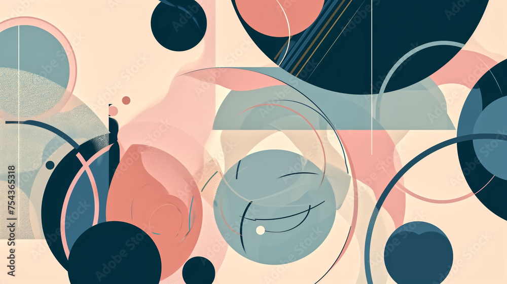 Contemporary digital art featuring a composition of abstract geometric ...