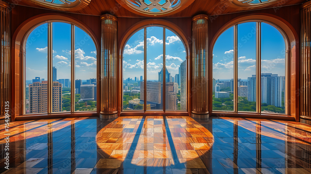 Symmetrical designs and tripartite windows in a luxury Art Deco ...