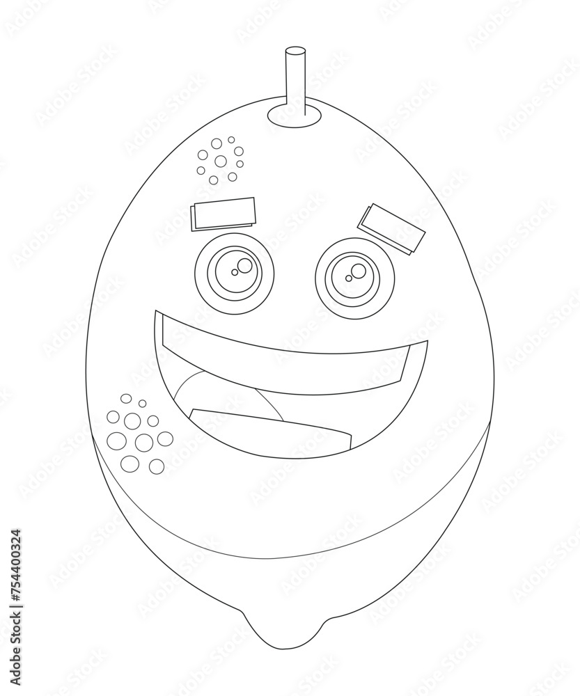 Funny fruits coloring page for kids Stock Vector | Adobe Stock