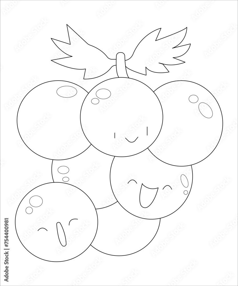 Funny fruits coloring page for kids Stock Vector | Adobe Stock