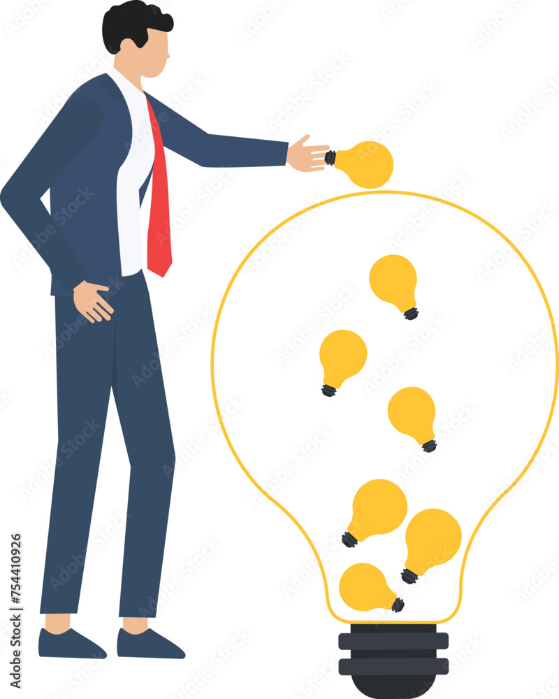 Businessman combining ideas and thoughts to create a bigger and better ...