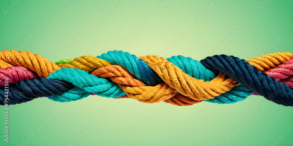 Team rope diverse strength connect partnership together teamwork unity ...