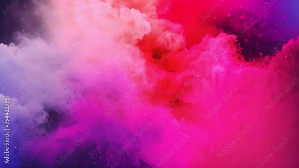 red and white explosion of dust and debris. The red and white colors ...