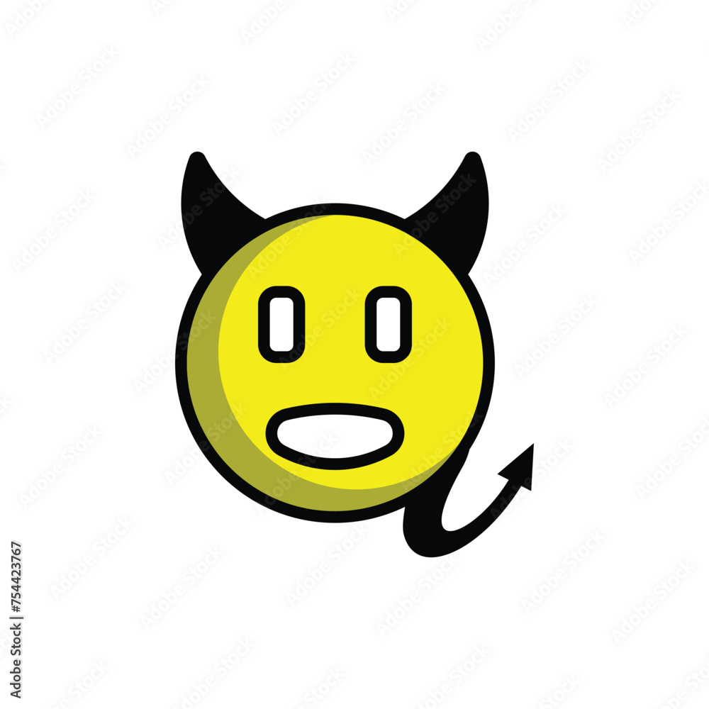 Devil Emoticon icon with surprised face design, Angry devil emoji ...