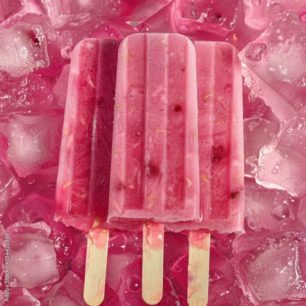 hibiscus-flavored popsicles on ice, strawberry popsicles, ice cream ...