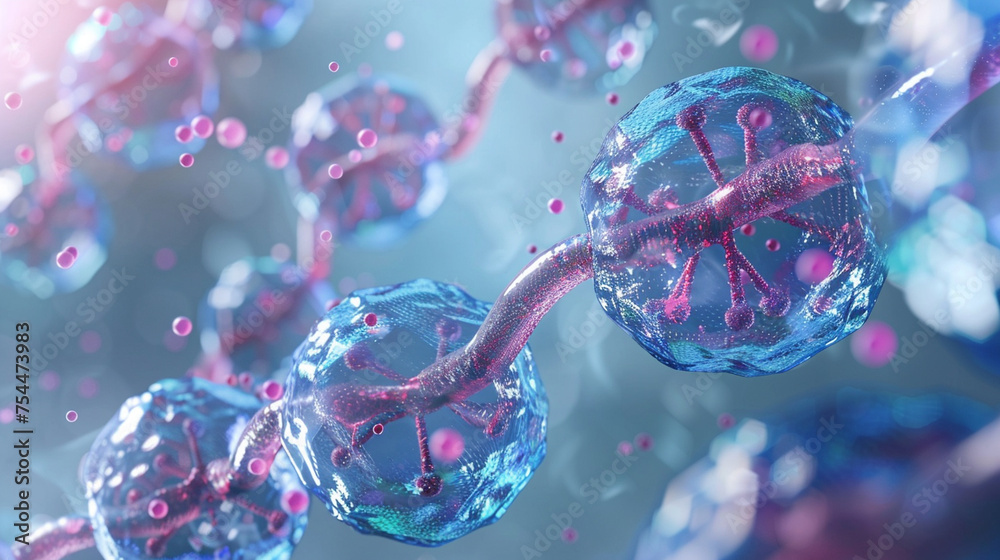 A detailed view of a viral vector used in gene therapy, showcasing its ...