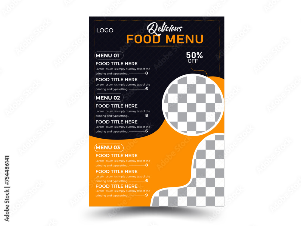 Modern Restaurant special food menu template design. Hand drawn food ...