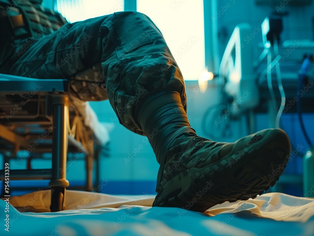 prosthetic leg for military and soldiers in the army. Recovery in a ...