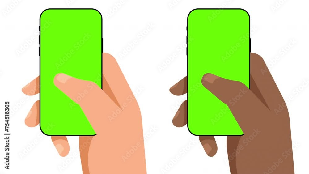 Smartphone in hand, tap animation. Checking smartphone notification ...