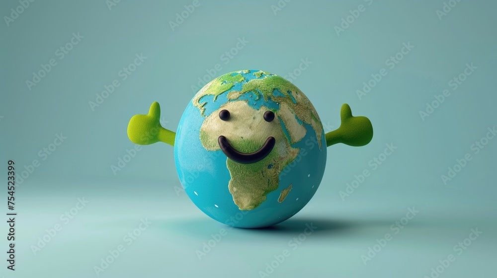 cartoon logo of planet earth with a happy smiling happy face and arms ...