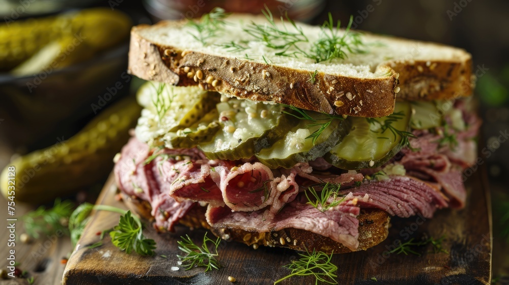 Delicious Reuben Sandwich with Fresh and Crunchy Dill Pickles - Perfect ...
