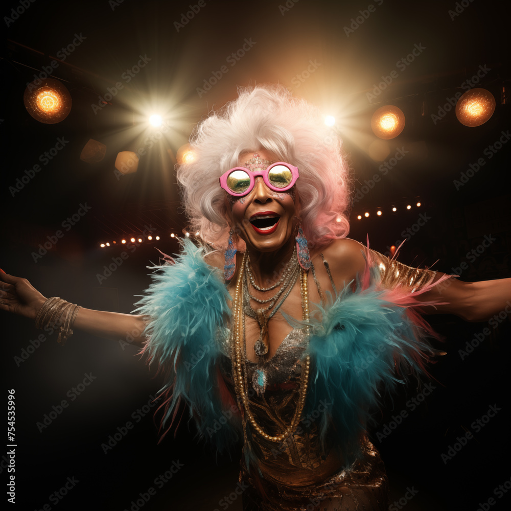 amazing grandma older lady partying in a disco setting disco travesty ...